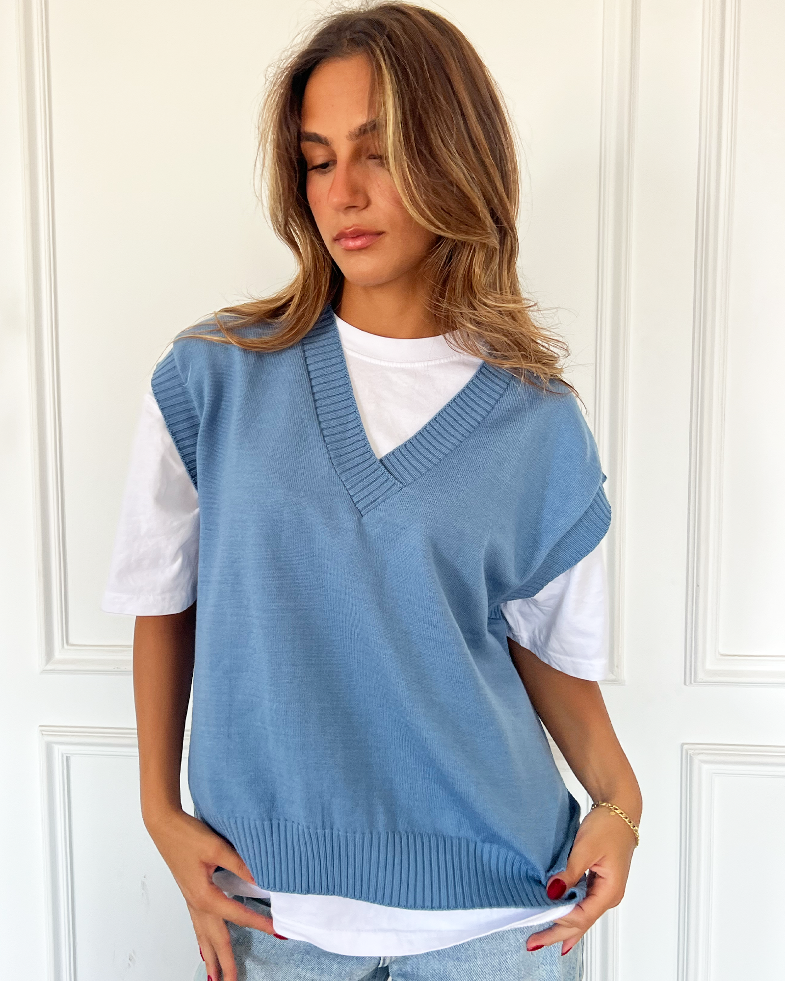 Blue Knit Vest – Earth Gallery